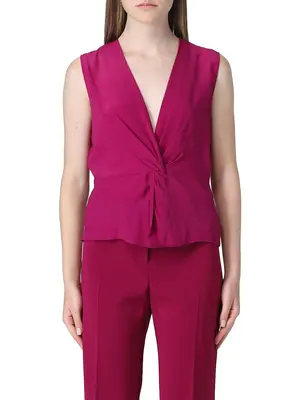 Pinko Pinko Sleeveless V-Neck Draped Top Violet