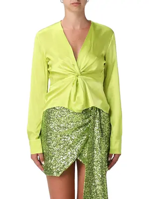 Pinko Pinko Long Sleeve V-Neck Knot Detail Blouse Lime
