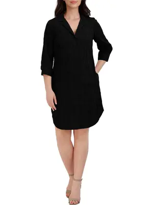 Foxcroft Foxcroft Sloane Crinkle Popover Shirtdress Black