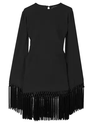 TALLER MARMO Claudia Fringed Crepe Mini Dress - Black