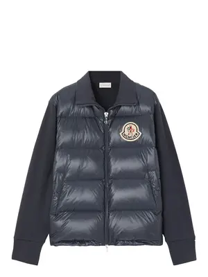 Moncler Appliquéd Cotton-blend Jersey And Quilted Shell Down Jacket - Blue