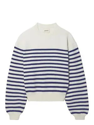 Khaite Viola Striped Cashmere Sweater - White