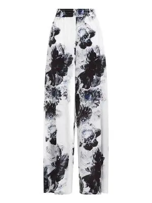 Alexander McQueen Ink Silk Pants - Blue