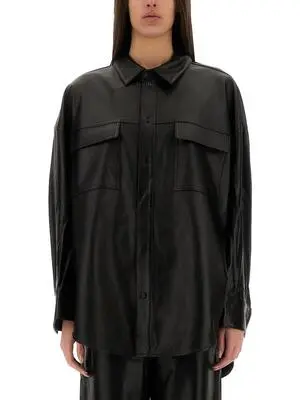 Michael Kors Oversized Leather Jacket - Black