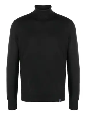 FAY Roll Neck Virgin Wool Sweater - Black