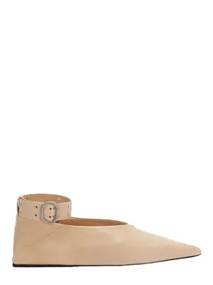 JIL SANDER Scarpa Leather Ballerina Shoes - Neutrals