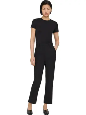 Theory High-waist Straight-leg Good Wool Pant - Black