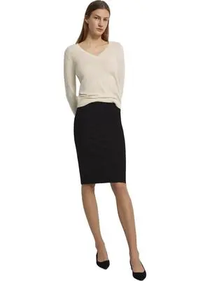 Theory Pencil Skirt In Stretch Wool - Black