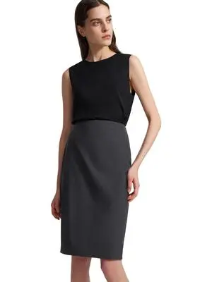 Theory Pencil Skirt In Stretch Wool - Charcoal Melange