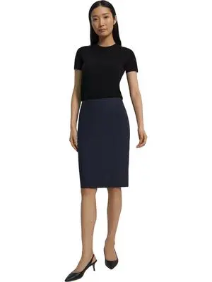Theory Pencil Skirt In Stretch Wool - Nocturne Navy