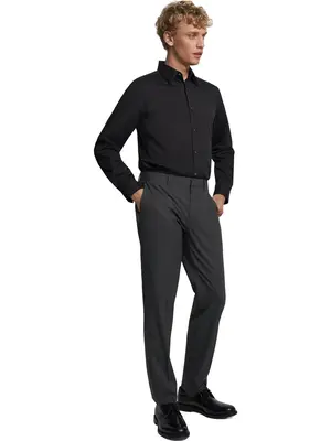 Theory Mayer Pant In Stretch Wool - Medium Charcoal