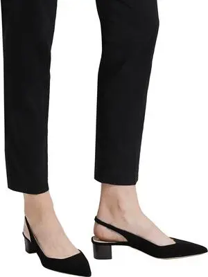 Theory Suede Slingback With Block Heel - Black