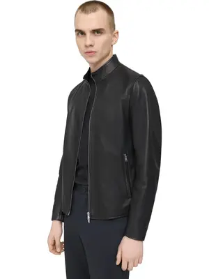 Theory Morvek Leather Zip Jacket - Black