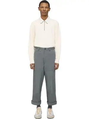 Theory Wide-leg Cotton Twill Pants - Light Spruce