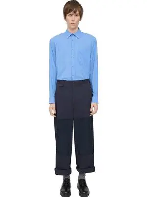 Theory Wide-leg Cotton Twill Pants - Washed Navy