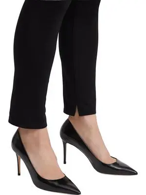 Theory City Pump In Brushed Leather - Black