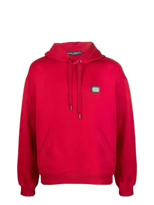 Dolce & Gabbana Logo-plaque Cotton Hoodie - Red