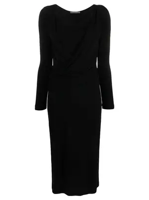 Alberta Ferretti Draped Midi Dress - Black