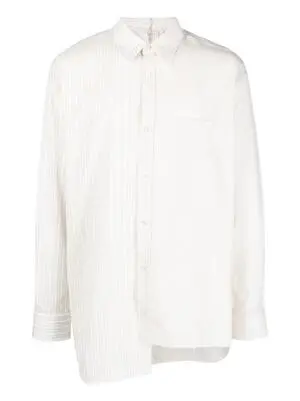 LANVIN Striped Asymmetric-hem Shirt - Neutrals