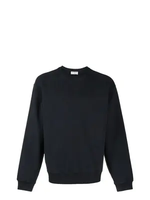 Saint Laurent Logo-embroidered Jersey-fleece Sweatshirt - Blue