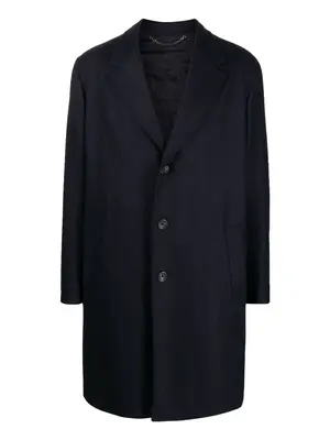 Canali Single-breasted Long Coat - Blue