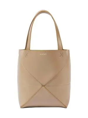 Loewe Puzzle Fold Mini Leather Tote Bag - Beige