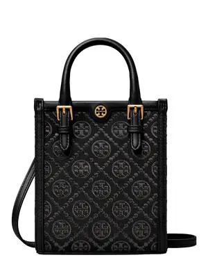 Tory Burch Mini T Monogram North/south Tote - Black