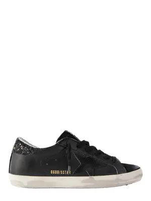 GOLDEN GOOSE Super-star Distressed Glittered Sneakers - Black