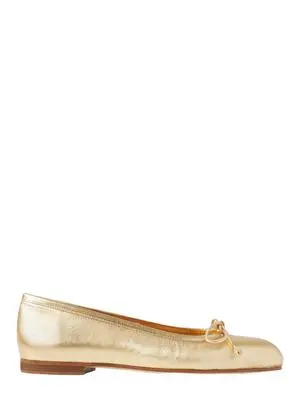Manolo Blahnik Veralli Metallic Leather Ballet Flats - Gold