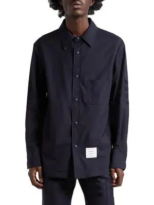 Thom Browne Four-bar Slim Fit Wool Shirt - Dark Blue