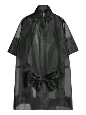 MAISON MARGIELA Bow Semi-sheer Oversized Coat - Black