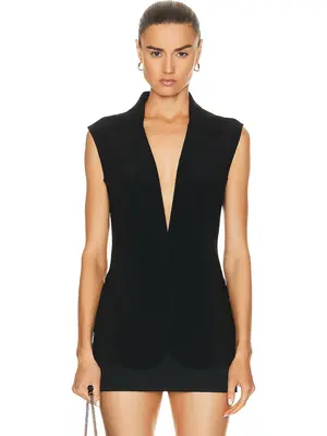 Norma Kamali Sleeveless Single Breasted Jacket - Black