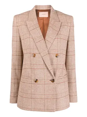TWINSET Checked Double-breasted Blazer - Brown