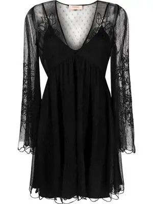 TWINSET Layered Lace Dress - Black