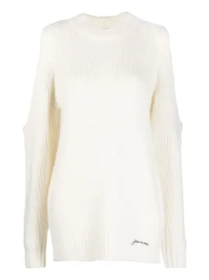 GANNI Cold-shoulder Jumper - White