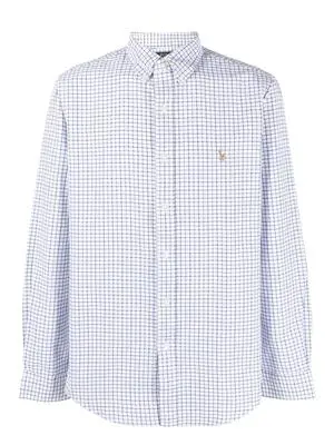 Polo Ralph Lauren Grid-pattern Logo-embroidered Cotton Shirt - White