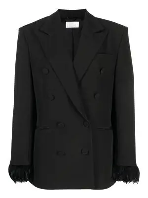 GIUSEPPE DI MORABITO Giuseppe Di Morabito Feather-Cuffs Double-Breasted Blazer