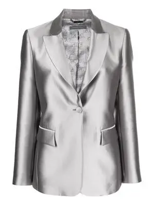 Alberta Ferretti Long-sleeved Satin Blazer - Grey