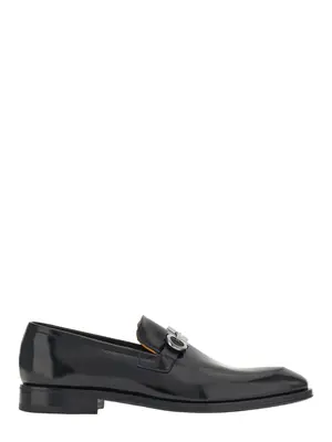 FERRAGAMO Gancini Leather Loafers - Black
