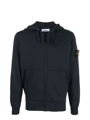 Stone Island Logo-patch Drawstring Hoodie - Blue