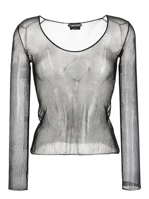 TOM FORD TOM FORD Sheer Ribbed Jersey Top