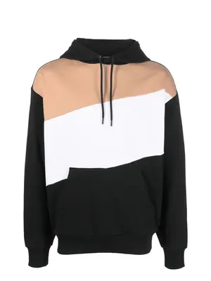 BOSS Striped Cotton Hoodie - Neutrals