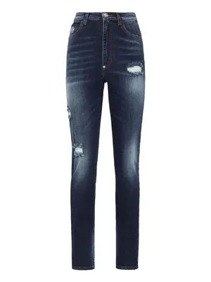Philipp Plein Distressed Skinny Jeans - Blue