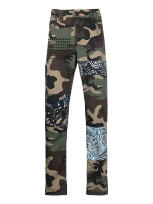 Philipp Plein Camouflage-print Straight-leg Jeans - Green