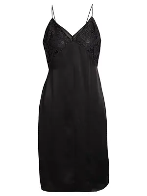 Rag & Bone Corded Lace-paneled Silk-satin Dress - Black