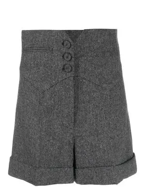 Moschino Slub-texture High-waisted Shorts - Grey