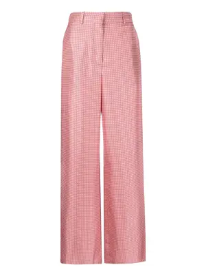 LANVIN Geometric-print Wide-leg Trousers - Pink