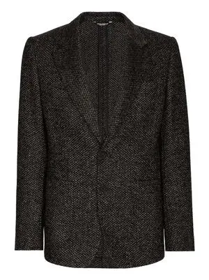 Dolce & Gabbana Single-breasted Bouclé Blazer - Black