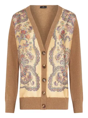 Etro Floral-print Panelled Cardigan - Brown