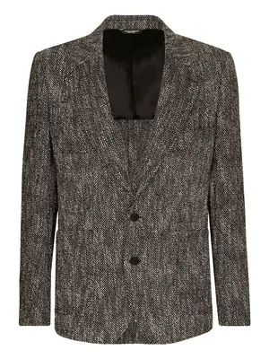Dolce & Gabbana Single-breasted Herringbone Jacket - Grey